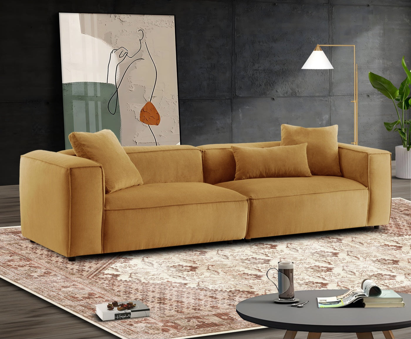 Conner Cognac Corduroy 110" Sofa – Harwin Furniture