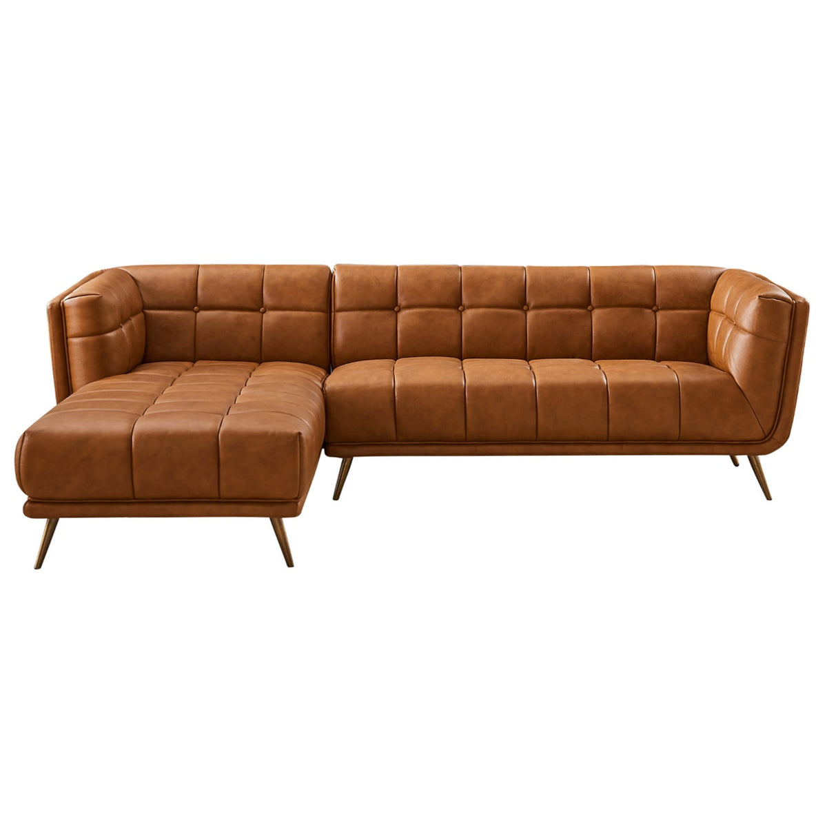 Addison Tan Genuine Leather L Shape Tufted Sectional – Harwin Furniture