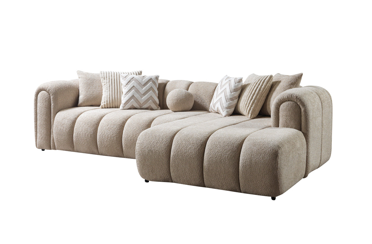 Lis Sand Boucle RAF Sectional – Harwin Furniture