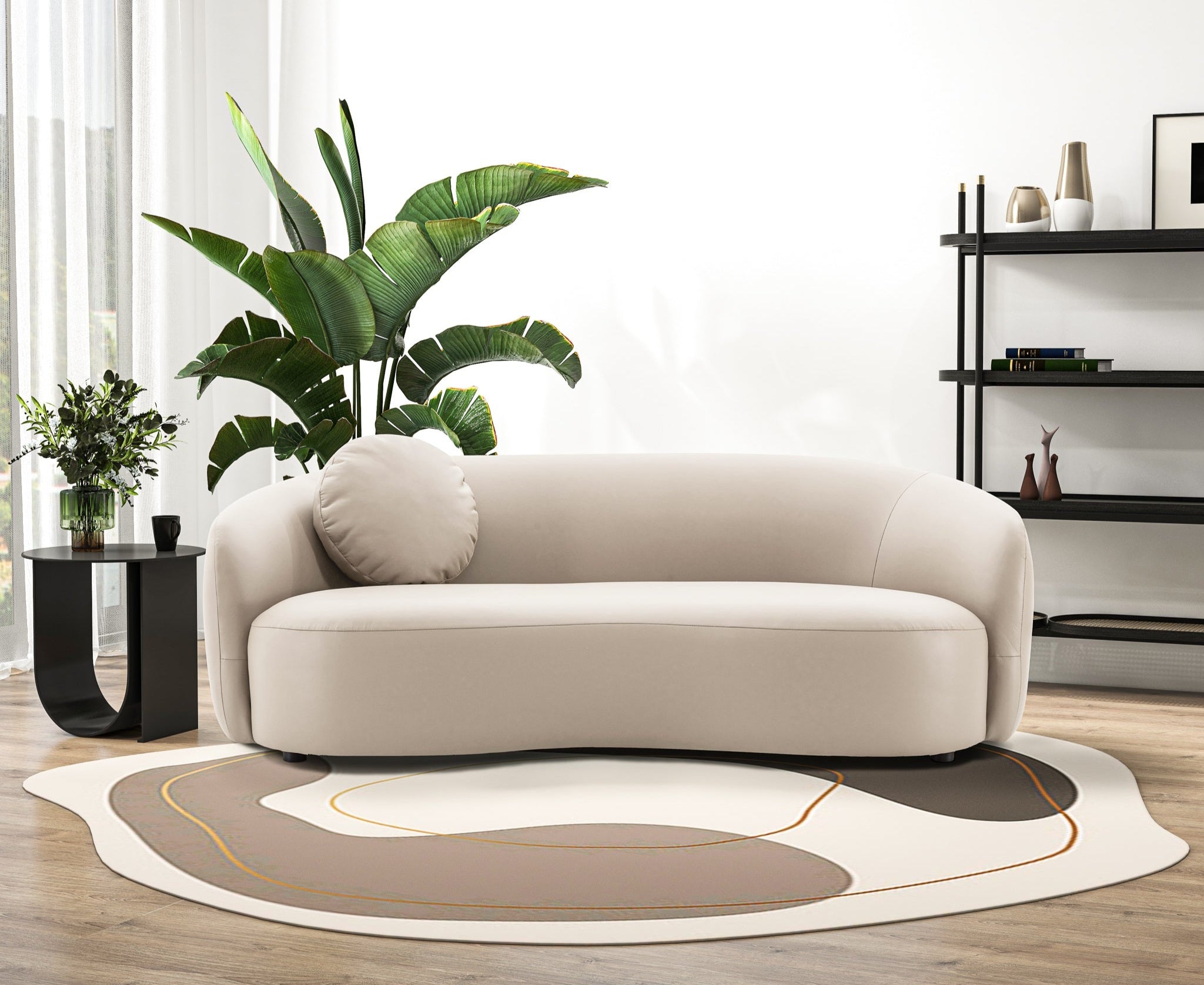 Porter Beige PU Leather Sofa – Harwin Furniture