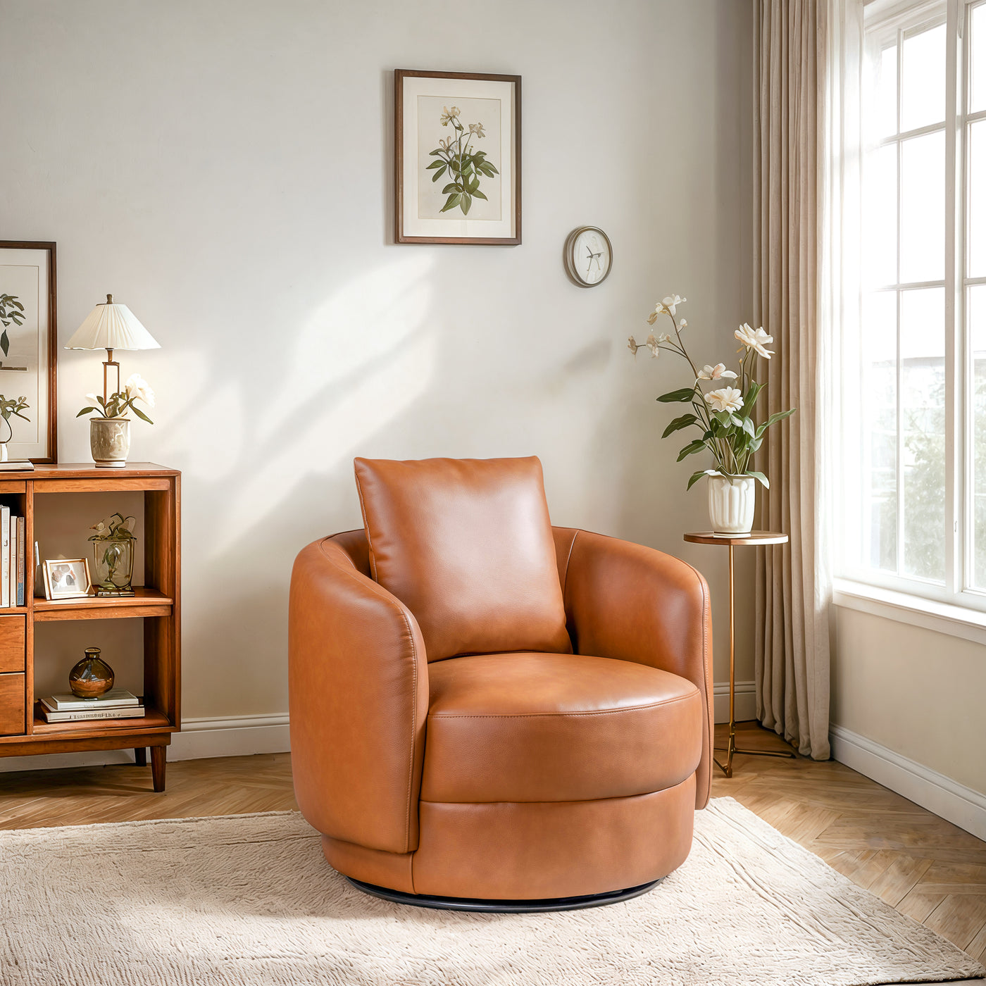 Dylan Cognac Leather Swivel Chair – Harwin Furniture
