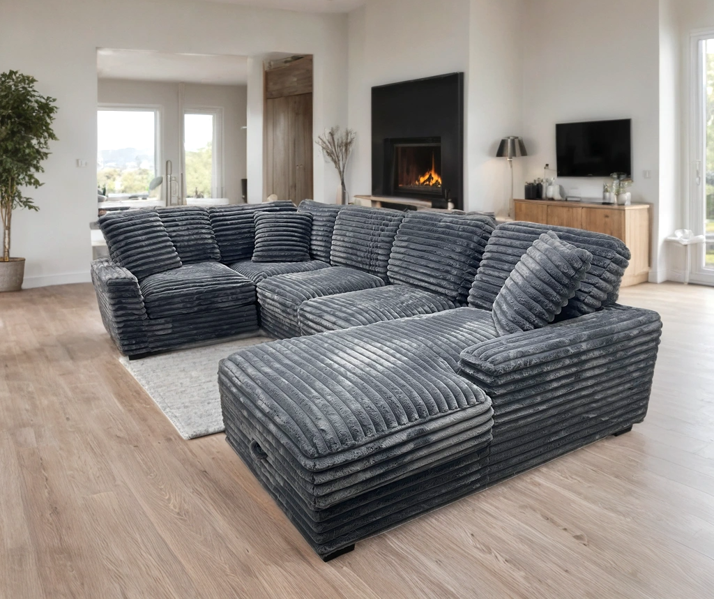 Alisson Charcoal Sectional STORAGE CHAISE – Harwin Furniture