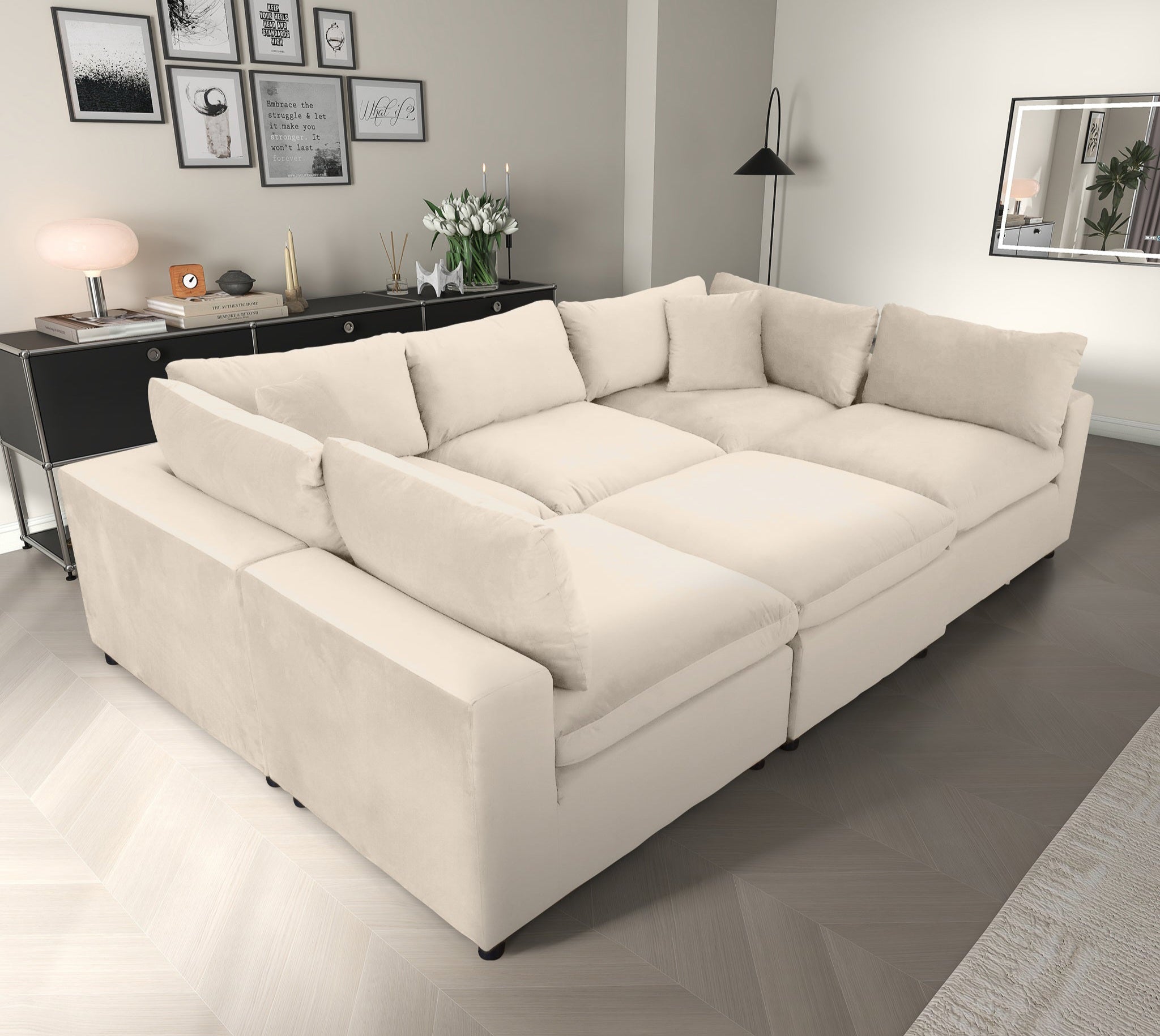 Hayward Ivory Velvet Modular Sectional Sofa – Harwin Furniture
