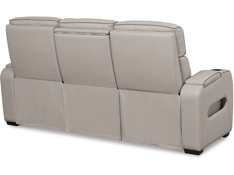 Boyington Gray POWER/LED/AIR MASSAGE/GENUINE LEATHER Reclining Sofa an ...