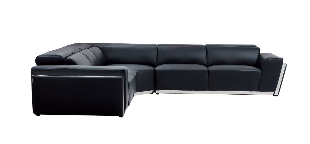 Domo Black TOP GRAIN LEATHER Sectional MI-8010A – Harwin Furniture