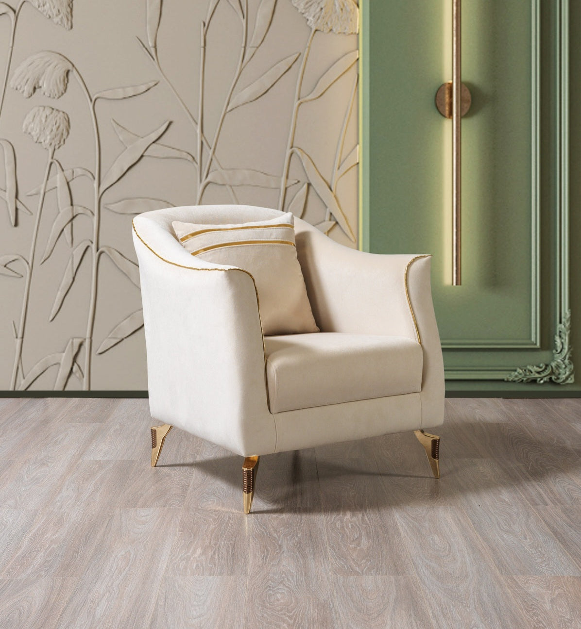 Belinda Ivory Velvet Chair – Harwin Furniture