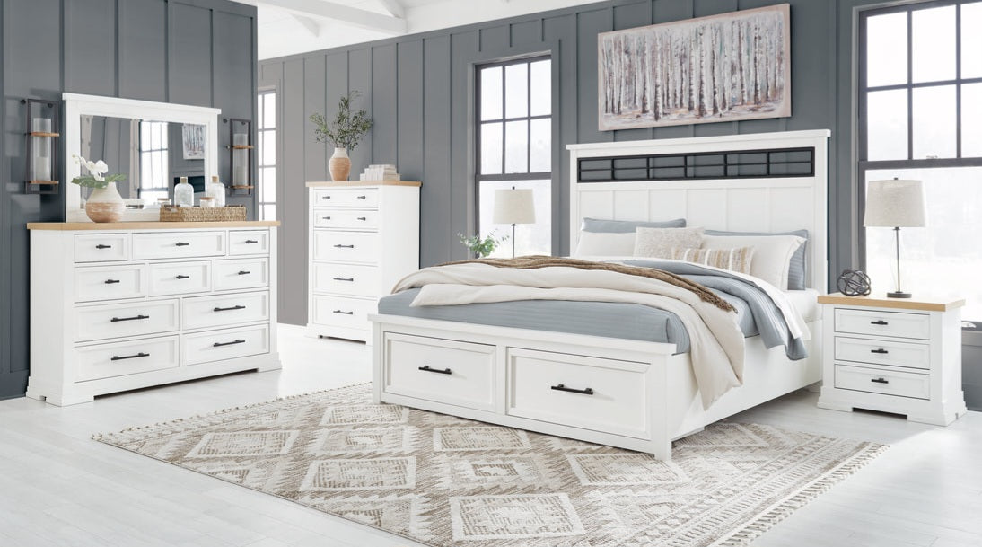 Ashbryn White/Natural Storage Platform Bedroom Set B844 – Harwin Furniture