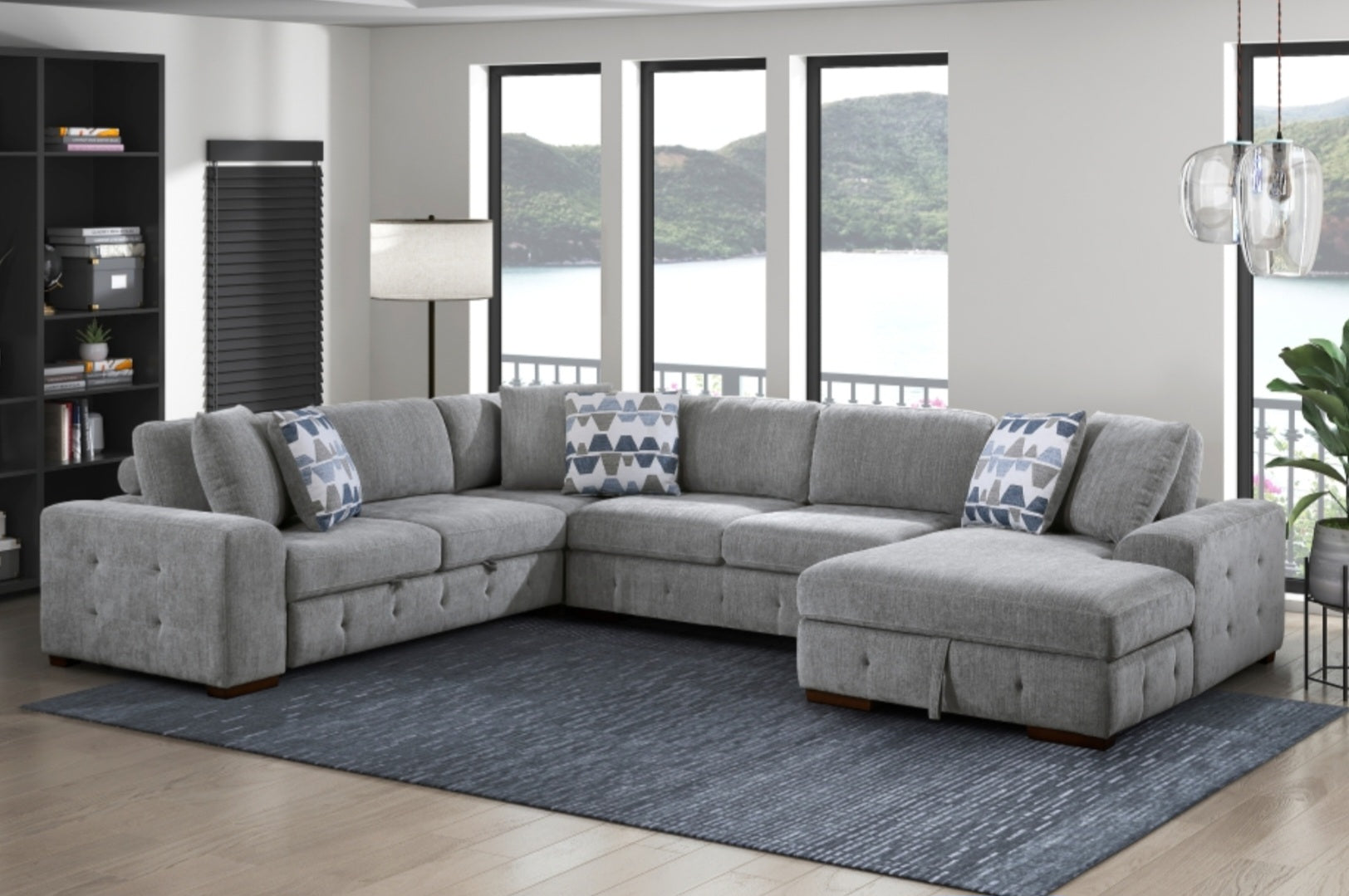 Raise Grey Storage RAF 4pc Sectional 9624 – Harwin Furniture