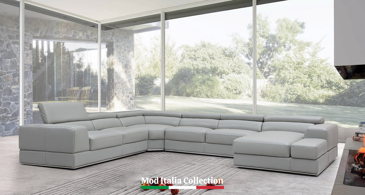 Pella Grey Leather Match Sectional MI5106 – Harwin Furniture